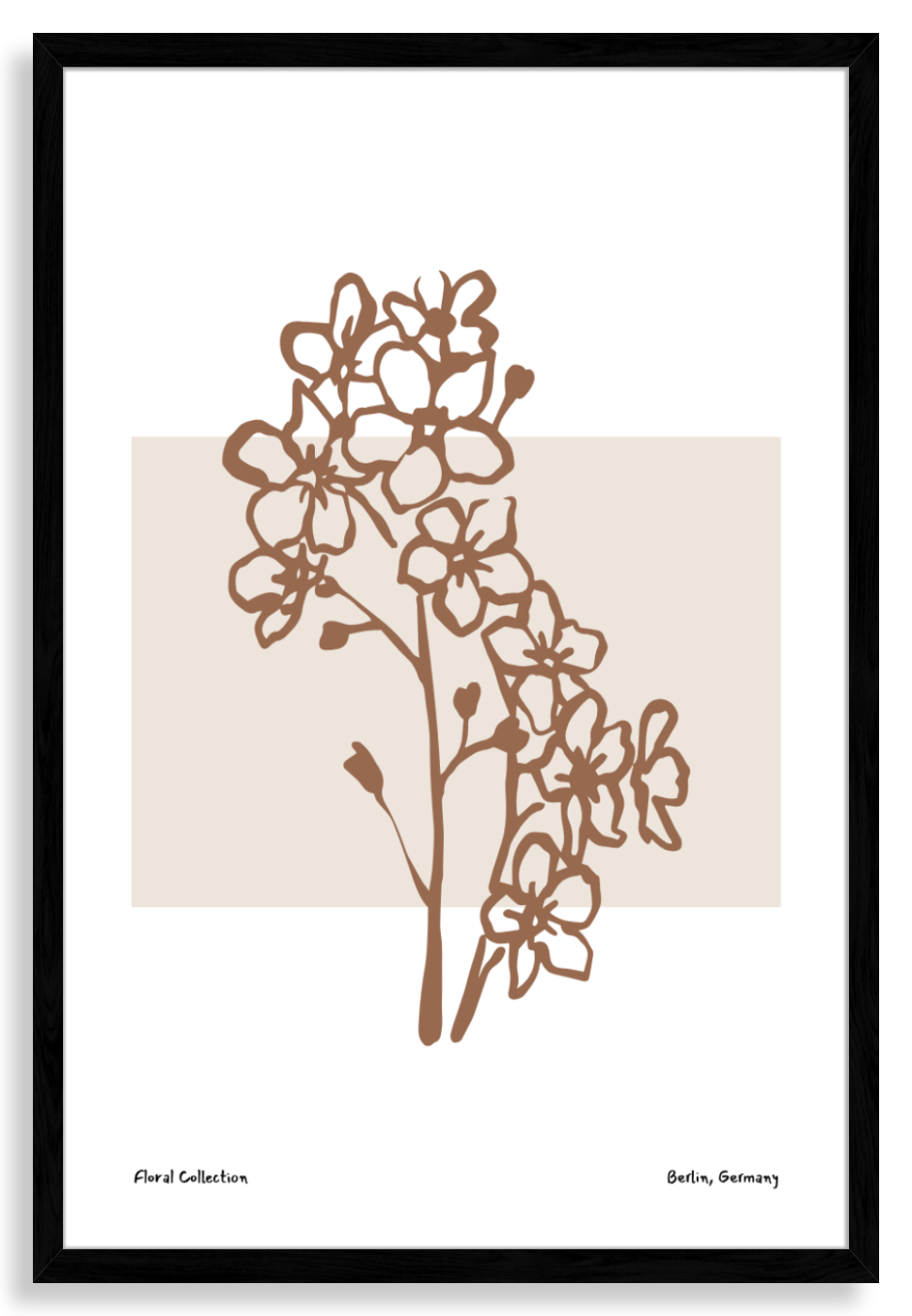 Beige Flowers Lines Poster Pixartt beige-flowers-lines-poster-pixartt